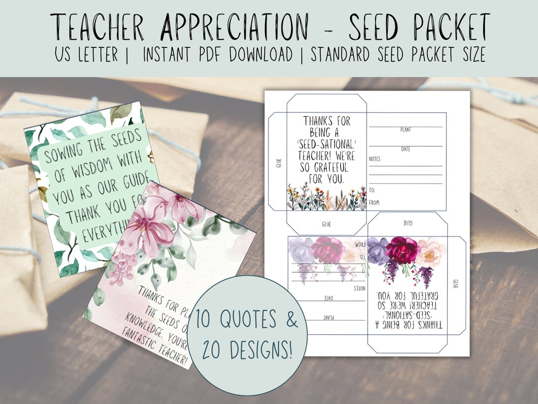 End of Year Teacher Gift - Seed Packet Digital Print - Classroom ...