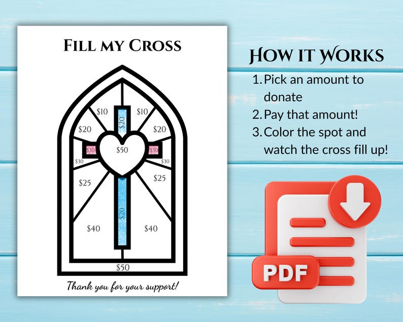 Printable Cross Tracker, Fundraiser Order Form, Church Fundraising ...