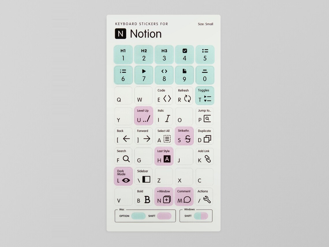 Notion Keyboard Stickers With App Shortcuts - Etsy