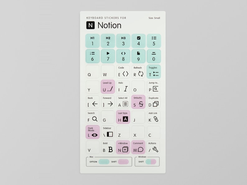 Notion Keyboard Stickers With App Shortcuts - Etsy
