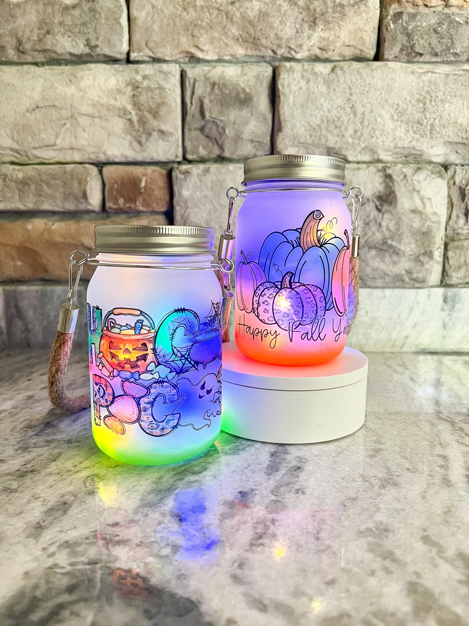 Fall Inspired Sublimation Solar Powered Glass Lantern With - Etsy