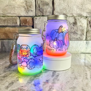Fall Inspired Sublimation Solar Powered Glass Lantern With Multicolored ...