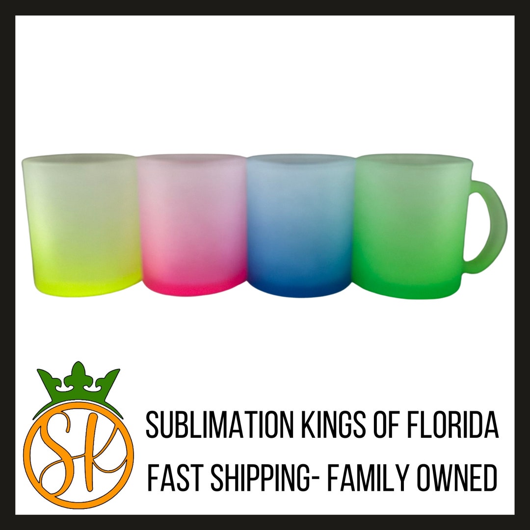 11oz Frosted Color Ombre Sublimation Glass Coffee Mug | Sublimation ...
