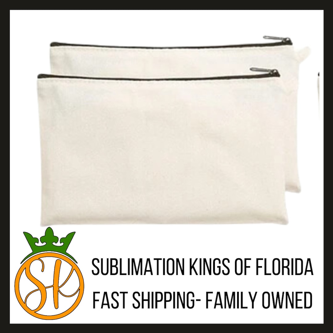 Sublimation Canvas Zipper Pouch Tote | 8.5x6.5 in | Double Sided ...