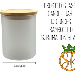 10OZ Frosted Glass Candle Jar | Bamboo Lid | Sublimation Blank ...