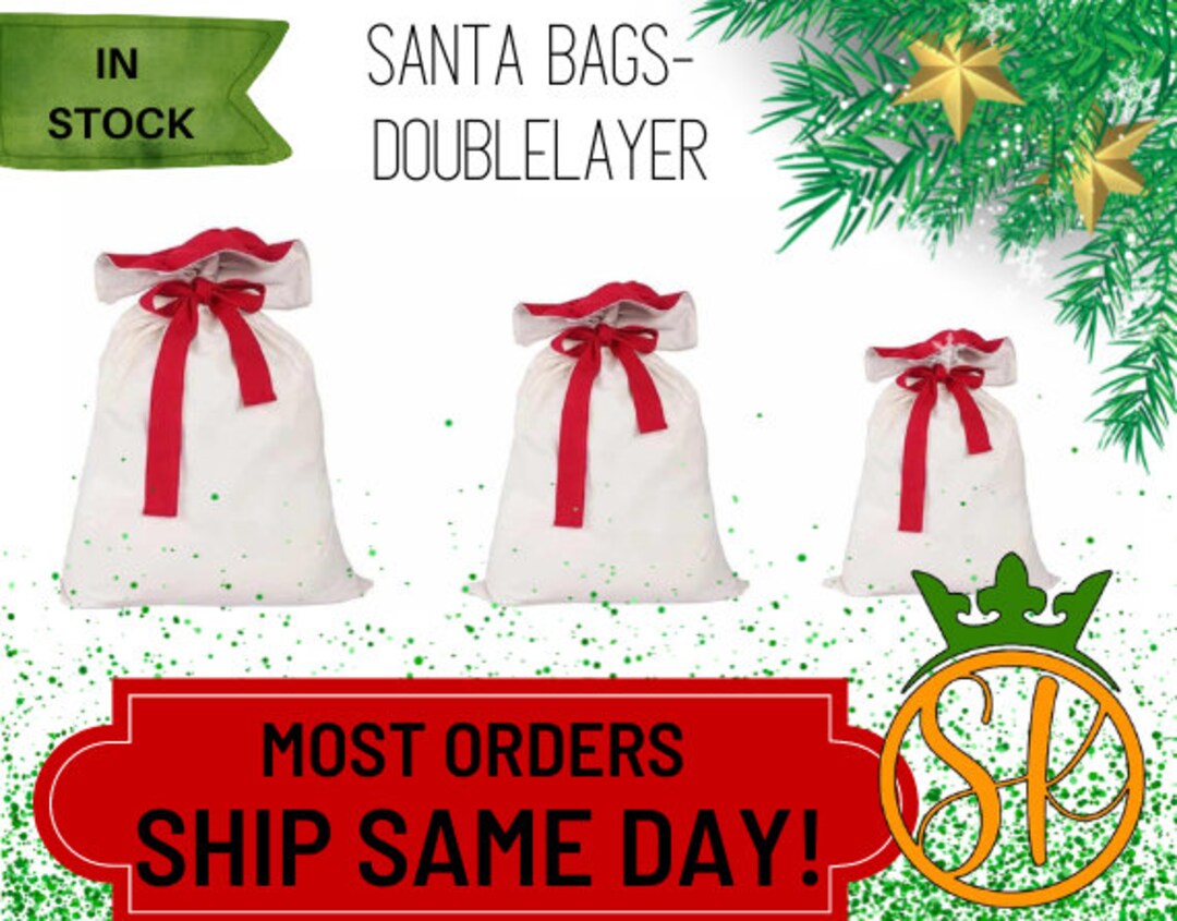 Blank Sublimation SANTA SACKS Double Layer Santa Sack Wholesale Pricing ...