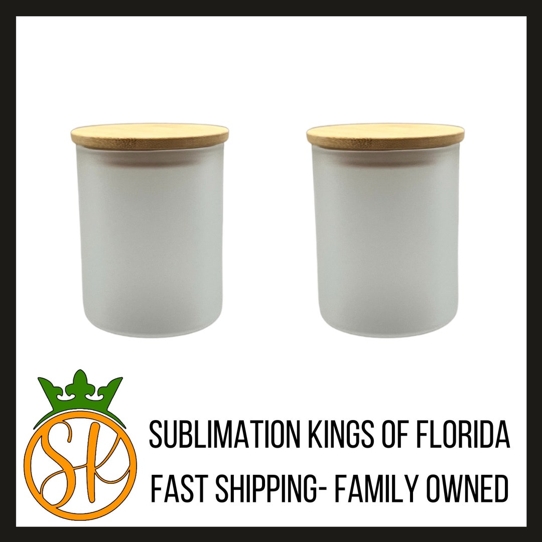 10OZ Frosted Glass Candle Jar | Bamboo Lid | Sublimation Blank ...