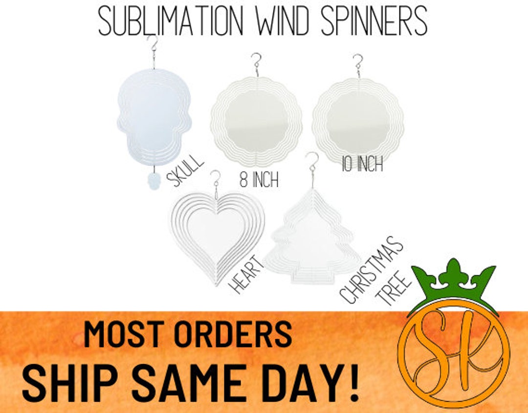 Blank Sublimation Wind Spinner 8-inch, 10-inch or Skull Sublimation ...