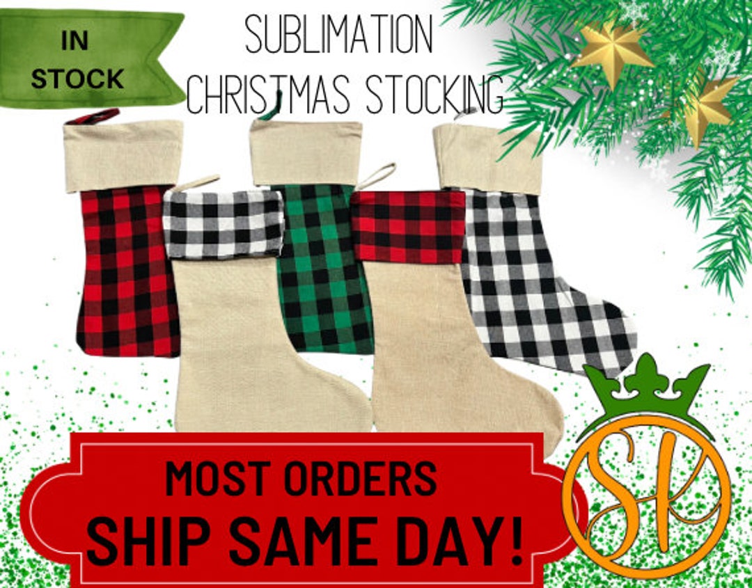 Sublimation Buffalo Plaid Christmas Stocking Black Sublimation ...