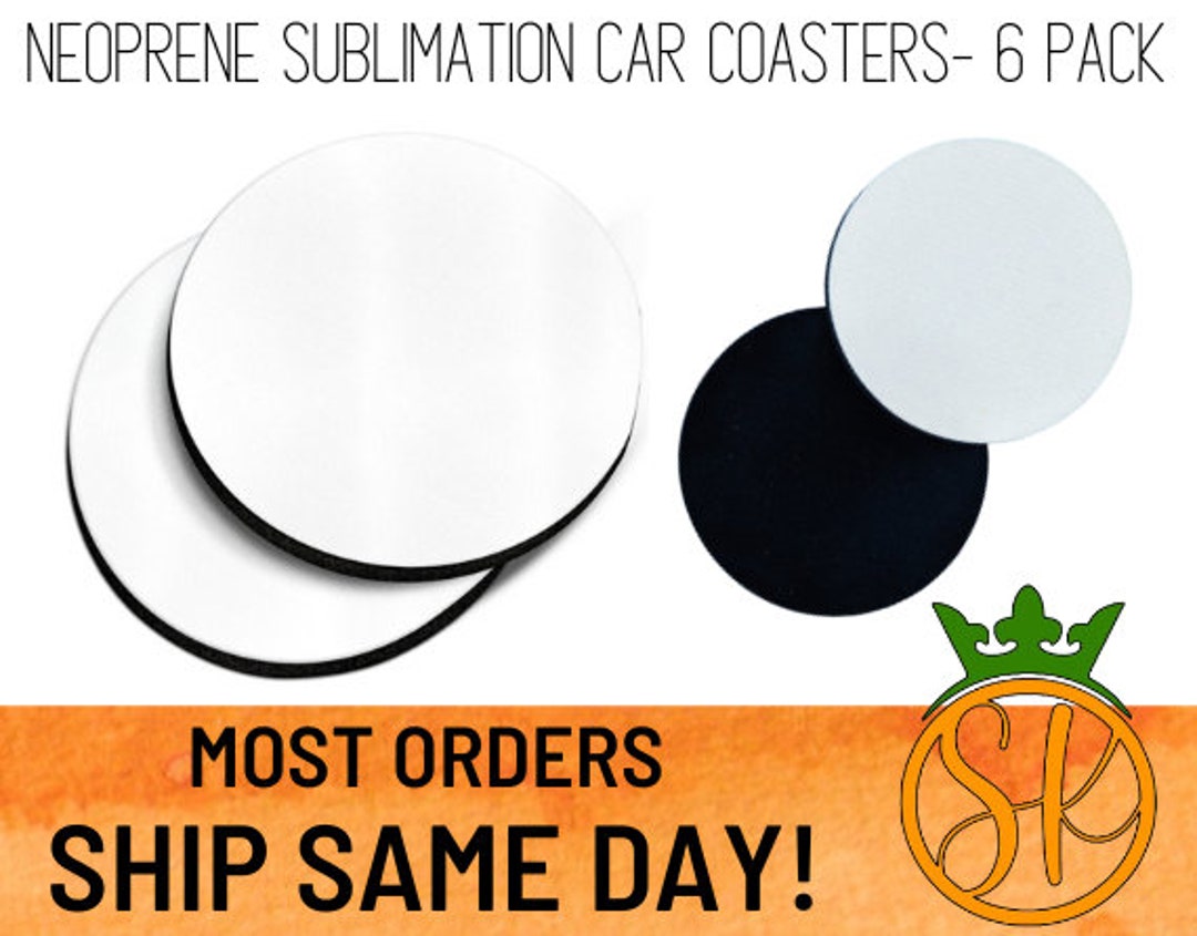 6 Pack Sublimation Neoprene Car Coasters Sublimation Blanks 2.75 Car ...