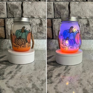 Fall Inspired Sublimation Solar Powered Glass Lantern With Multicolored ...