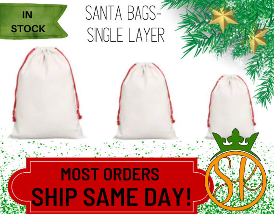 Blank Sublimation SANTA SACKS Single Layer Santa Sack Wholesale Pricing ...