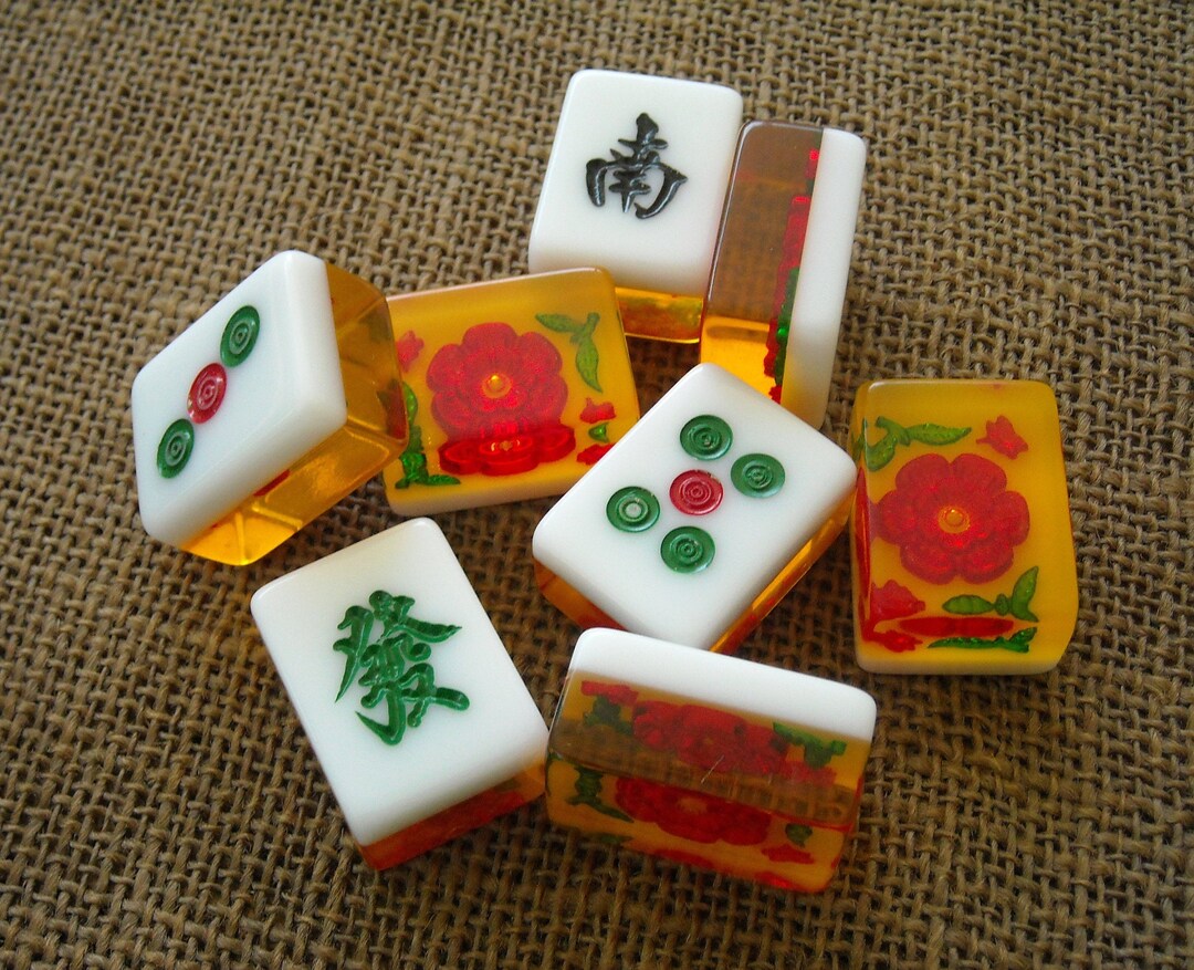 8 Large Mahjong Tiles Mahjong Tiles for Crafts Mahjong Supplies Orange ...