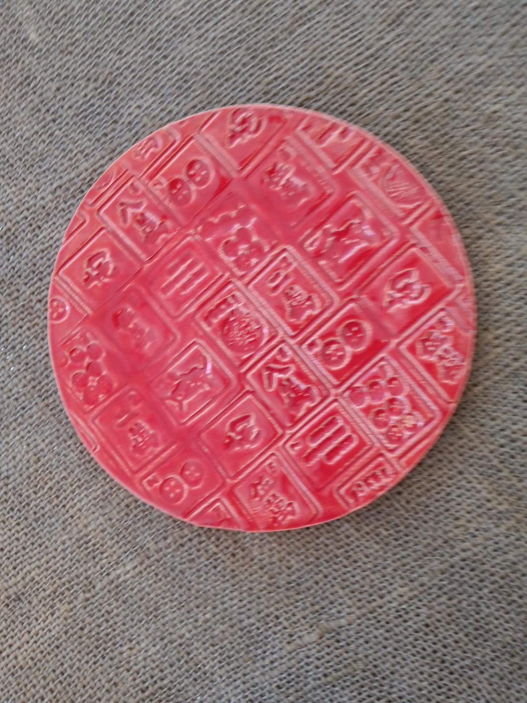 Mahjong Plate - Mahjong Pottery - Red Mahjong Dish - Mahjong Gift - Etsy