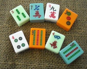 8 Mahjong Tiles for Crafts - Mahjongg Supplies - Blue and White Mahjong ...