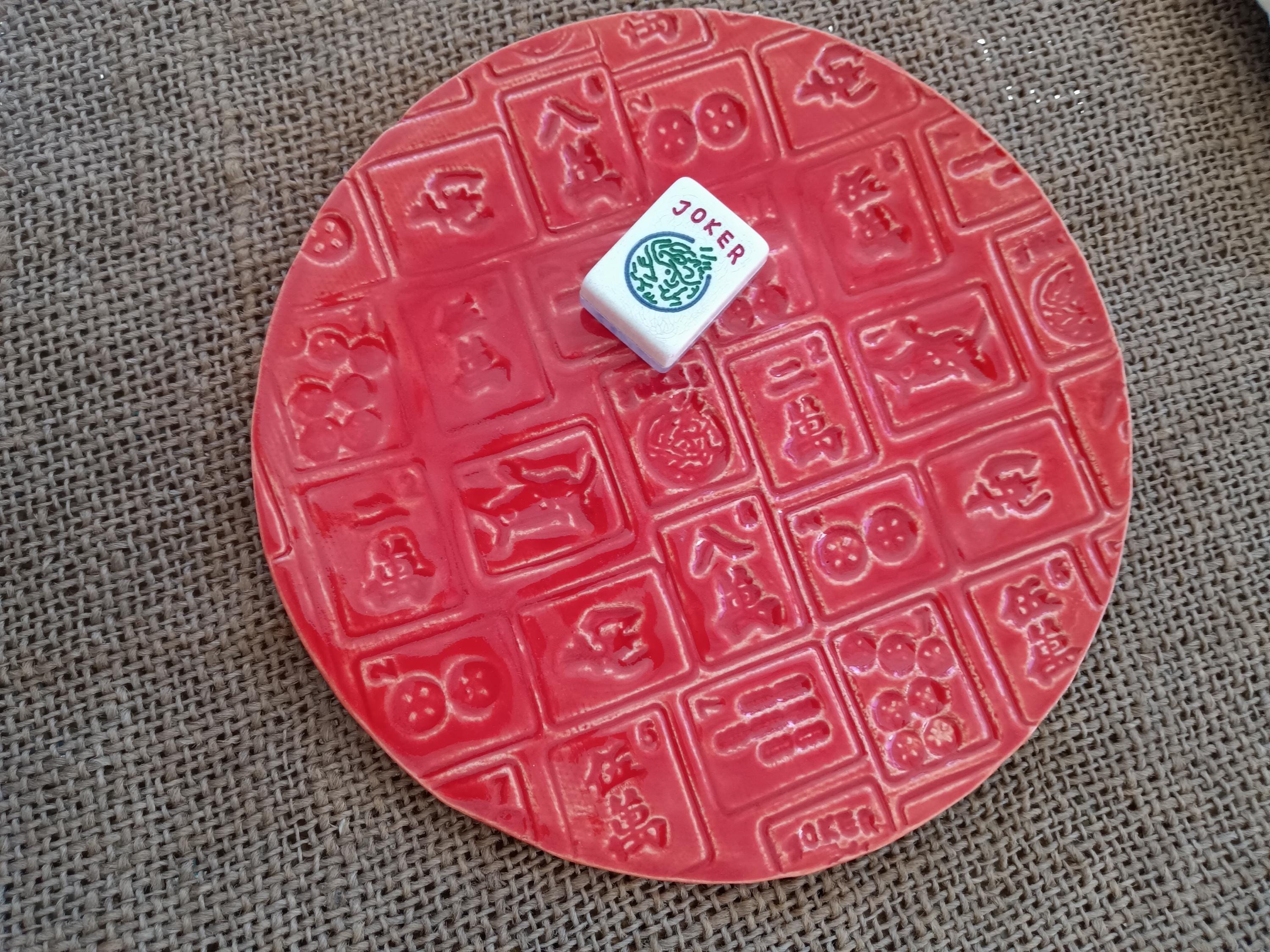 Mahjong Plate - Mahjong Pottery - Red Mahjong Dish - Mahjong Gift - Etsy
