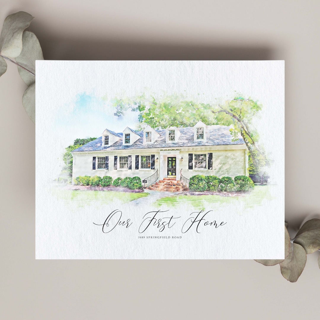 Custom House Portrait | Housewarming Gift | First Home Gift | Home ...