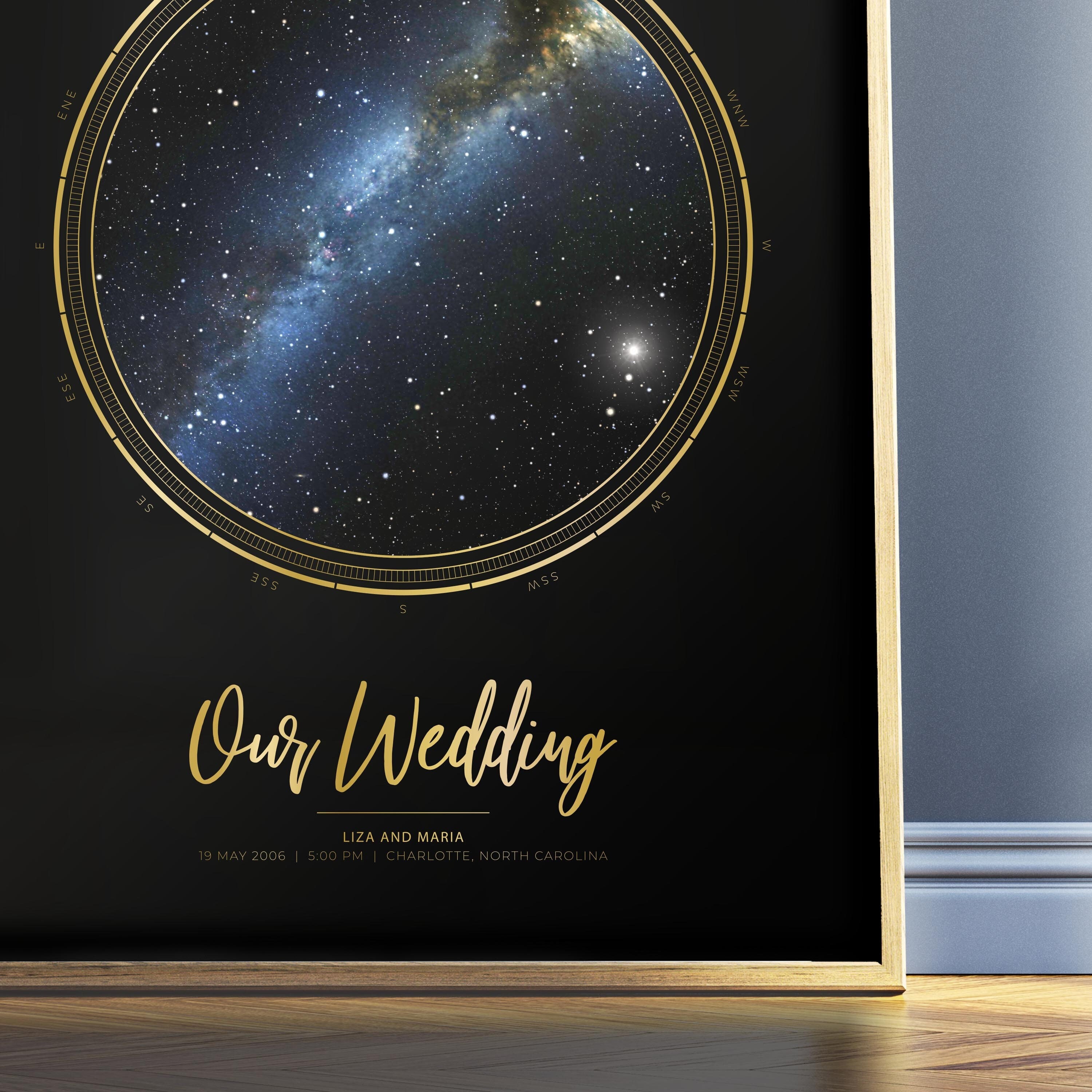 Gold Personalized Star Map Gift | Night Sky Print | Custom Star Chart ...