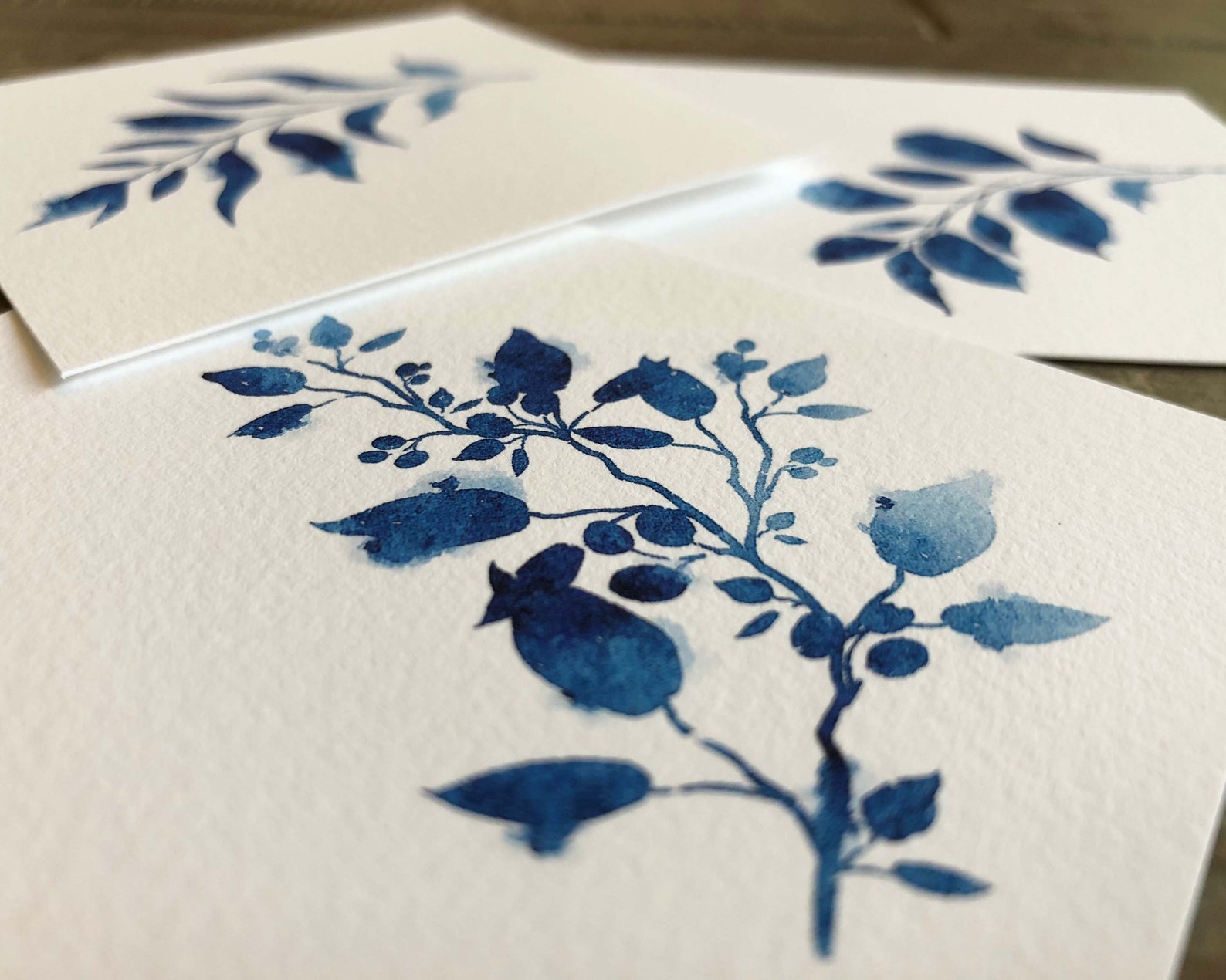 Indigo Botanical Print Set Watercolor Botanical Botanical - Etsy
