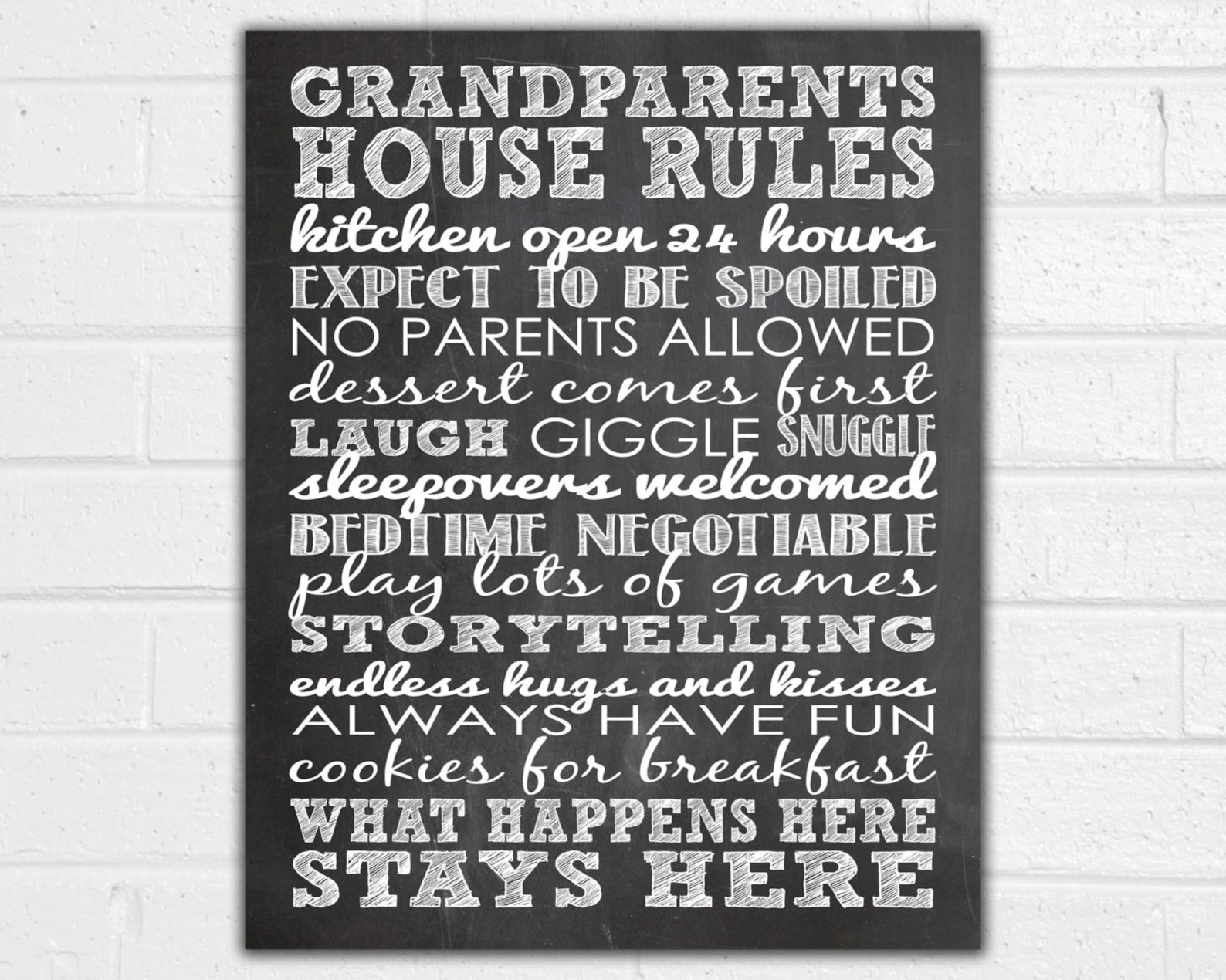 Grandparents House Rules Chalkboard Sign - Family Rules Art ...