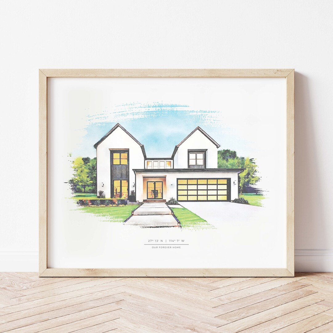 Custom House Portrait | Housewarming Gift | First Home Gift | Home ...