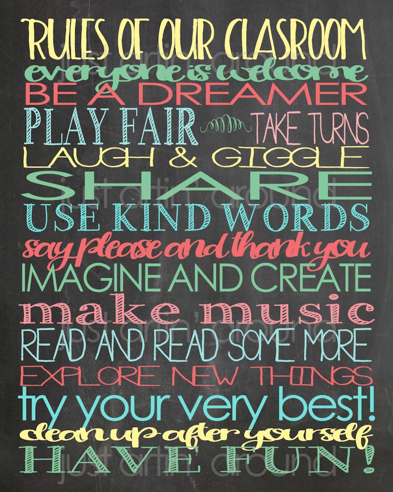 Classroom Rules Chalkboard Print in Various Sizes for Teacher - Etsy