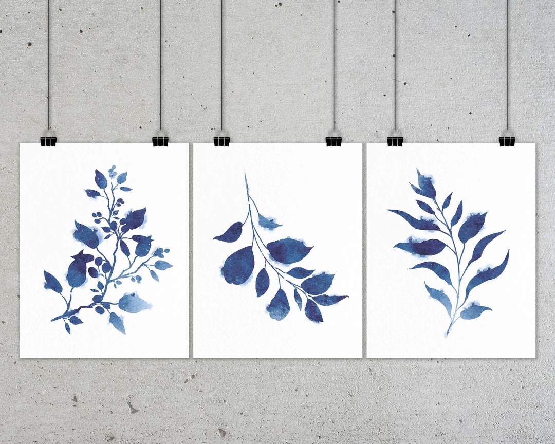 Indigo Botanical Print Set | Watercolor Botanical | Botanical ...