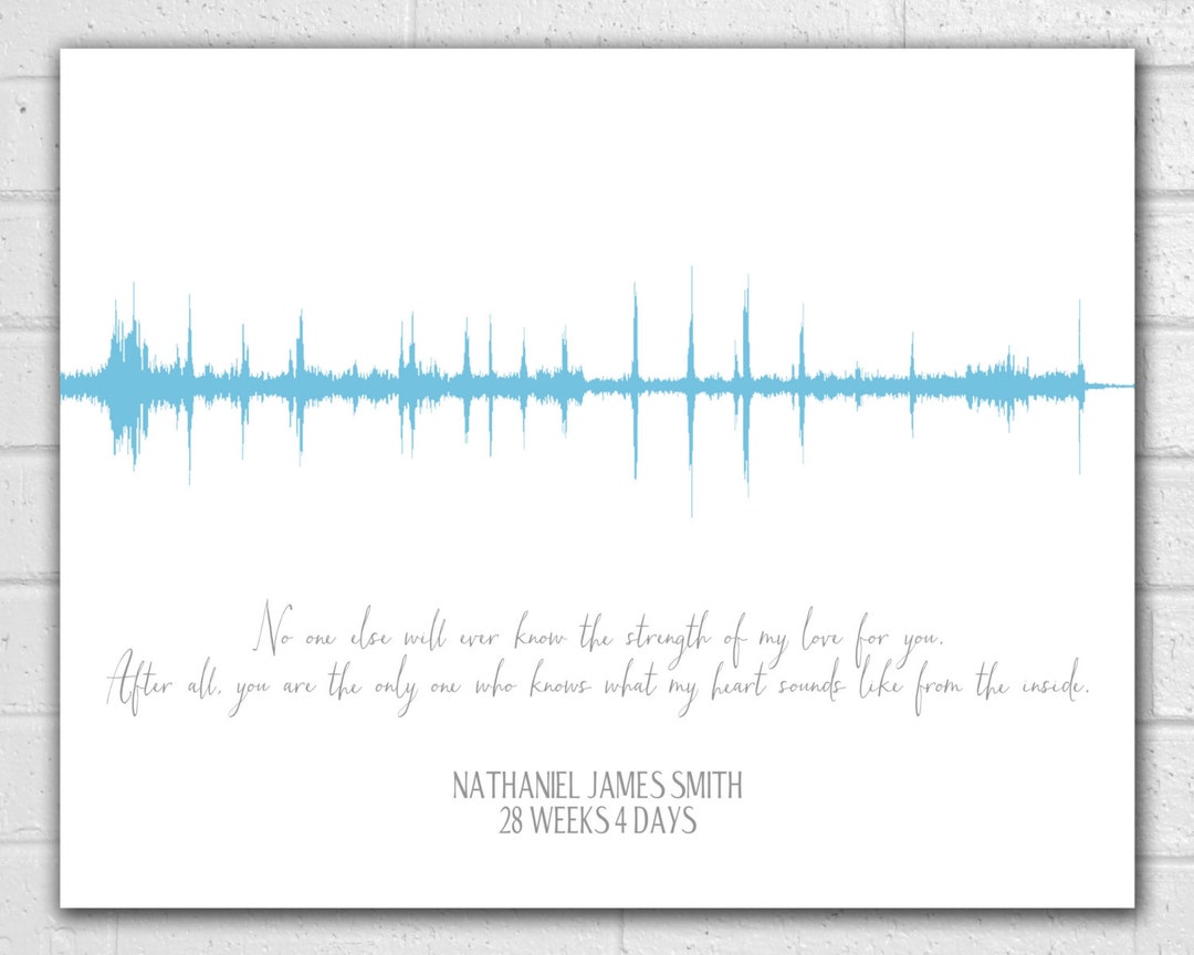 Heartbeat Sound Wave Nursery Print - Custom Personalized With Baby Name ...