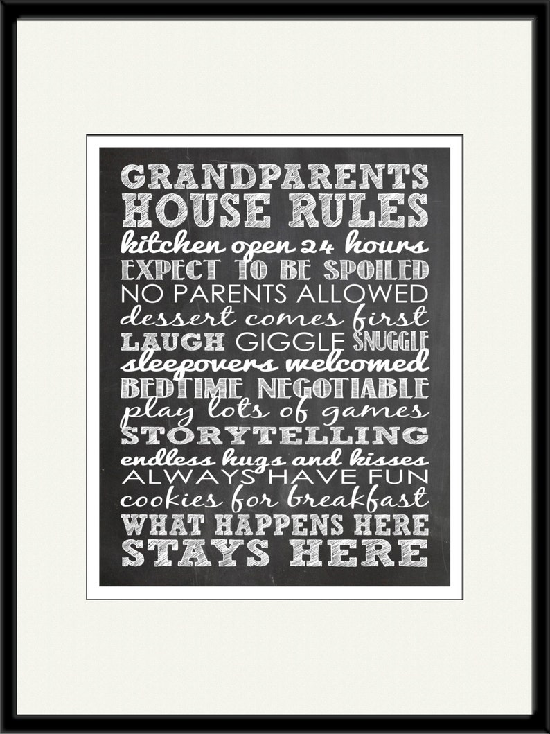 Grandparents House Rules Chalkboard Sign - Family Rules Art ...