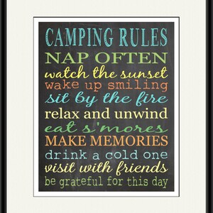 Camping Rules Print Camping Sign Vintage Camper Decor Camper Art RV ...