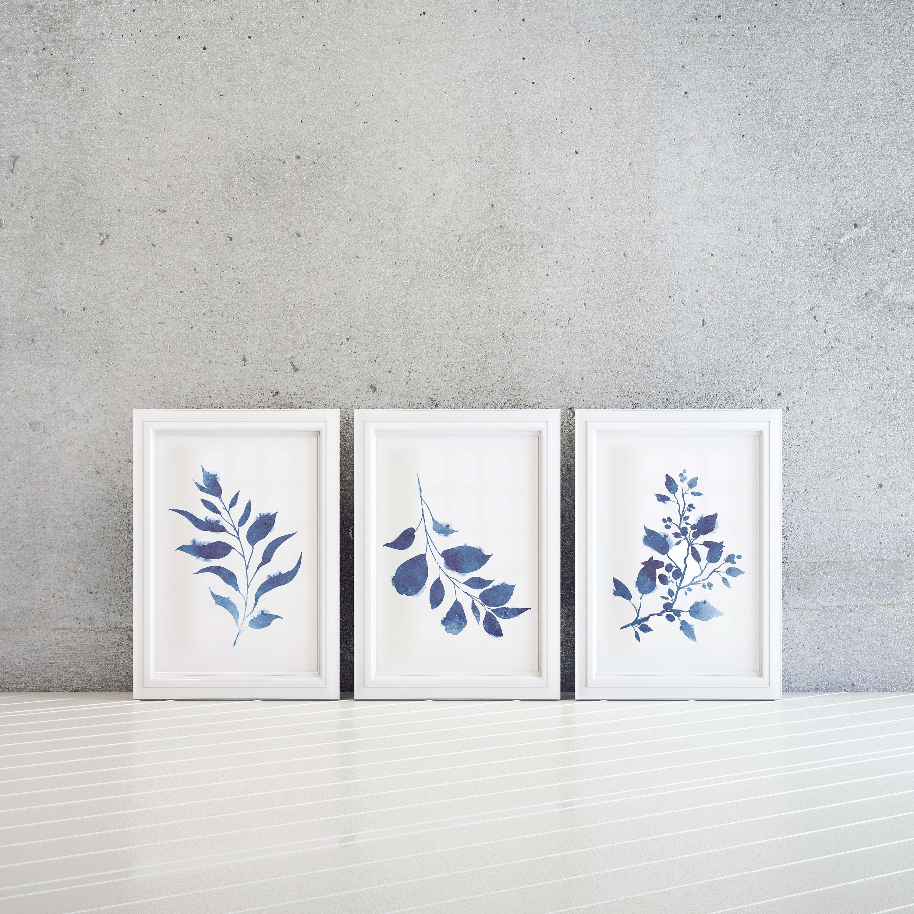 Indigo Botanical Print Set | Watercolor Botanical | Botanical ...