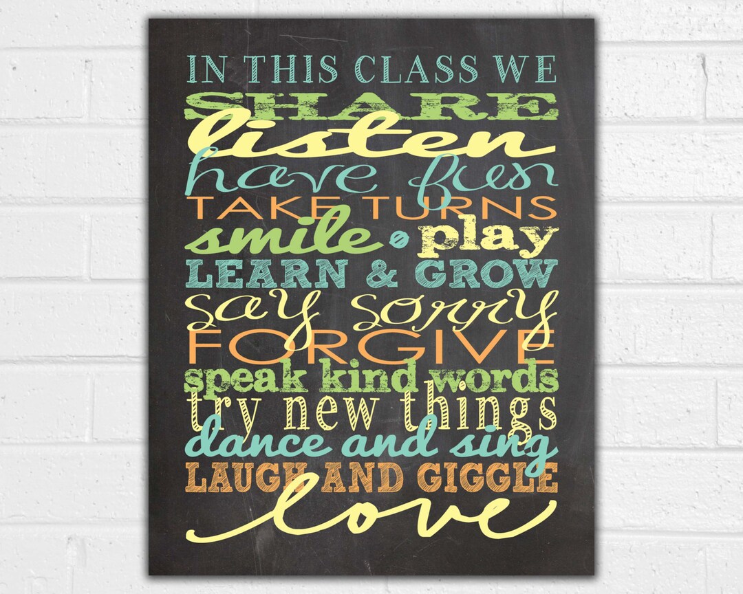 In This Class We Chalkboard Print Various Sizes Classroom Rules From ...