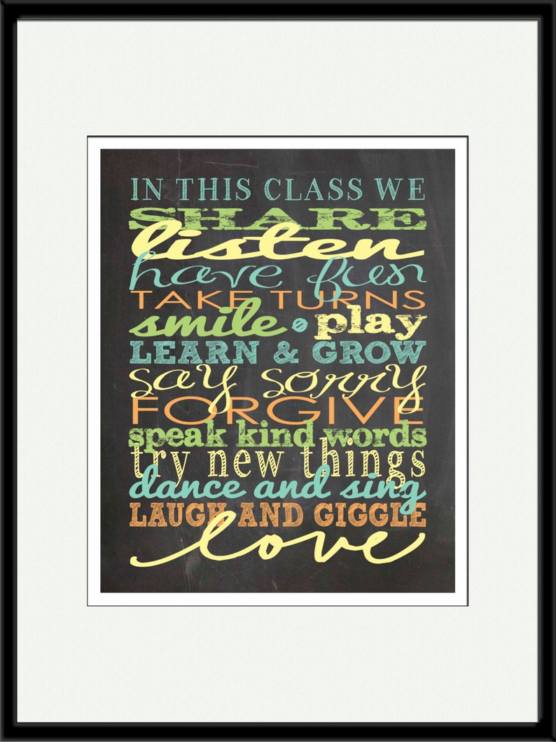 In This Class We Chalkboard Print Various Sizes Classroom Rules From ...