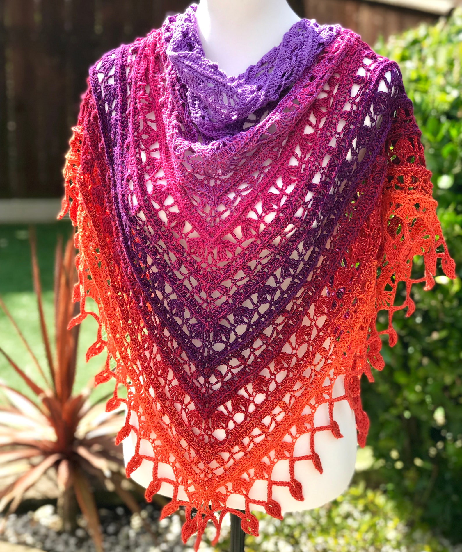 Crochet Shawl PDF Pattern Download - Red Hot Poker - Etsy
