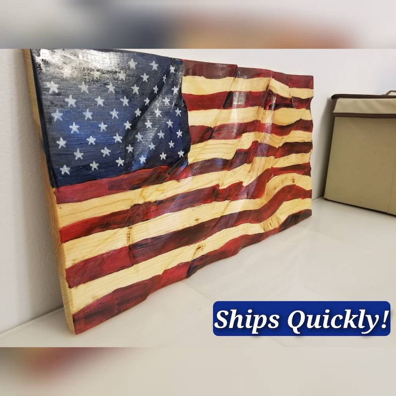Wavy Wooden American Flag - Etsy