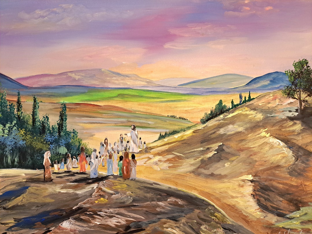 Original Sermon on the Mount Painting: Christian Scripture Art - Etsy