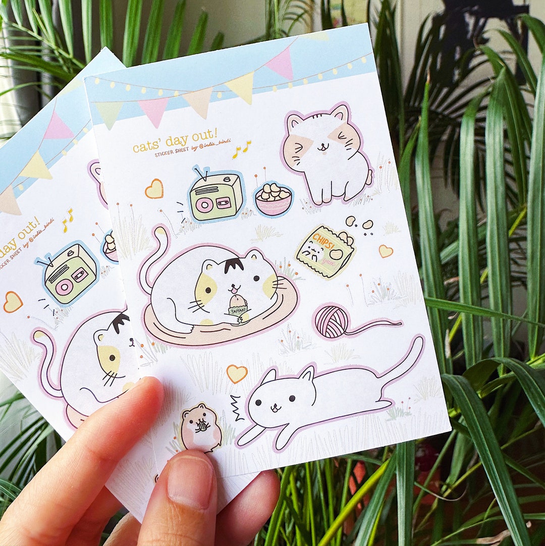 Kawaii Cats' Day Out Sticker Sheet - Etsy