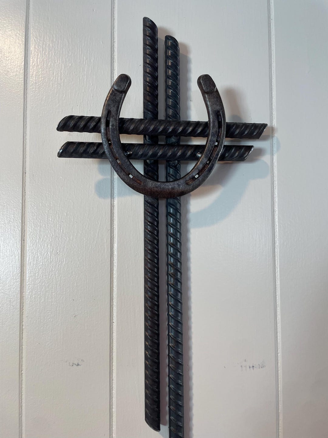 Cross- Welded Rebar and REAL Horseshoe - Etsy