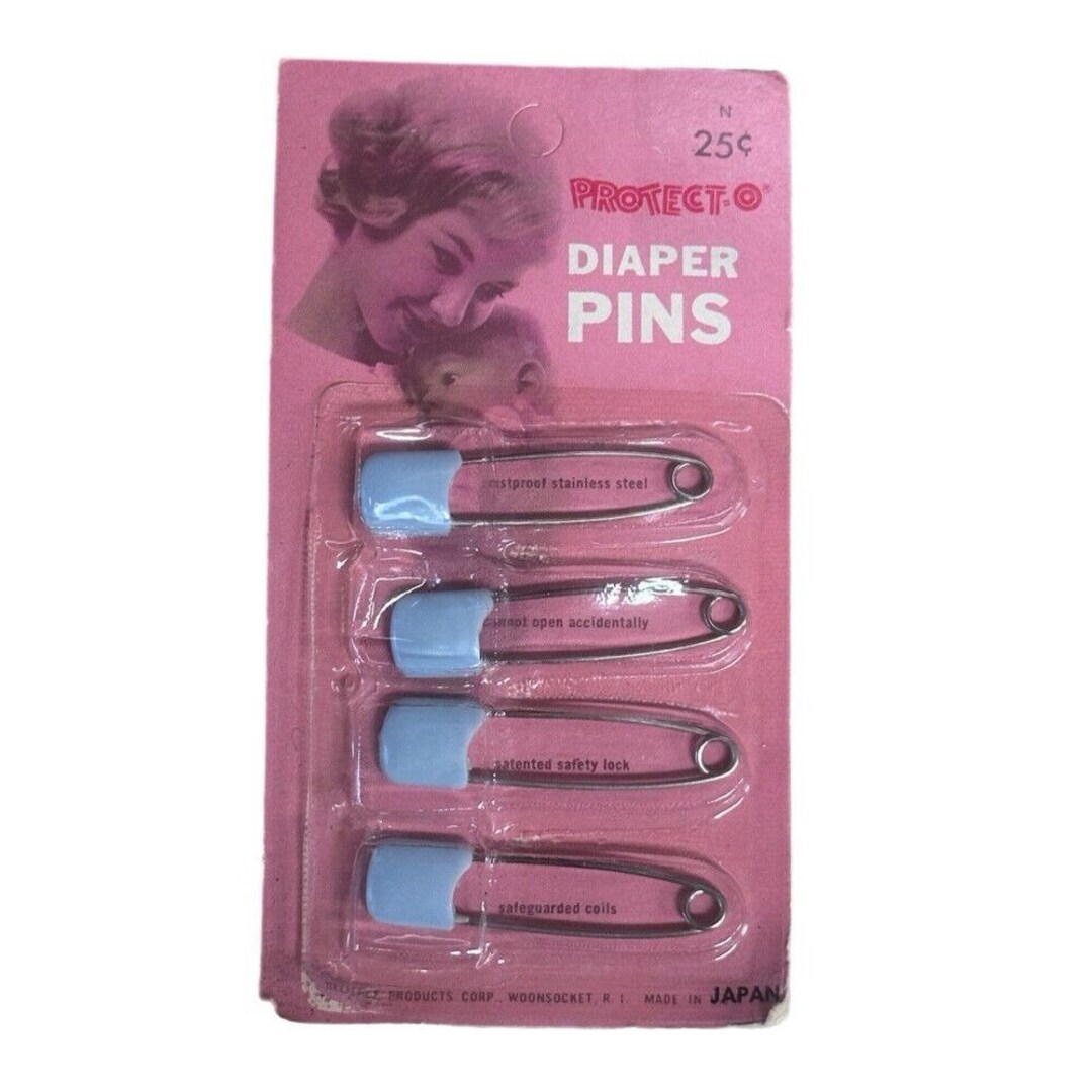 Protect-o 4pc Blue Diaper Pins Stainless Steel BRAND NEW Vintage NOS ...