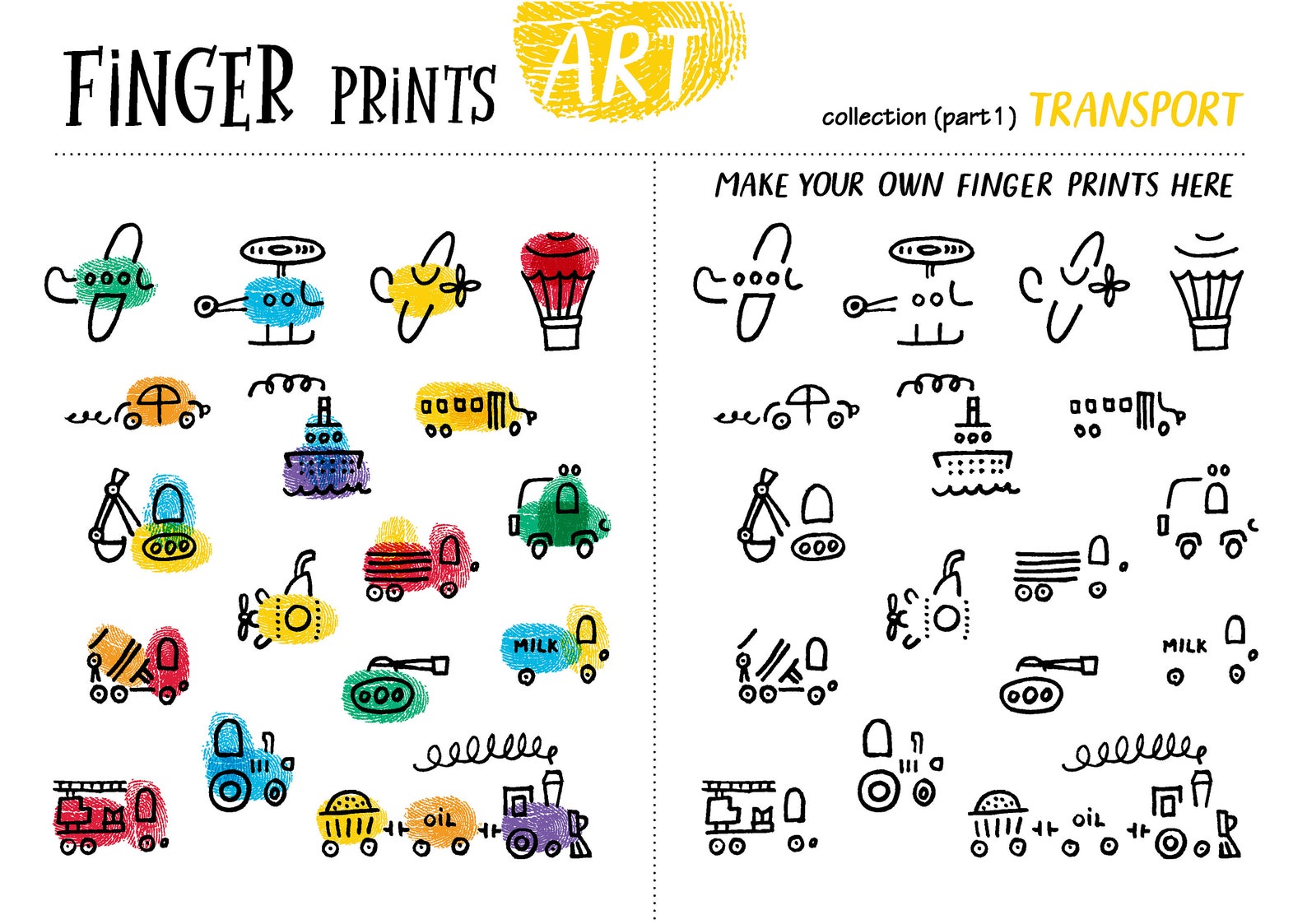 Print and Play, Digital, Kids Finger Prints Pintables, Kids Activity ...