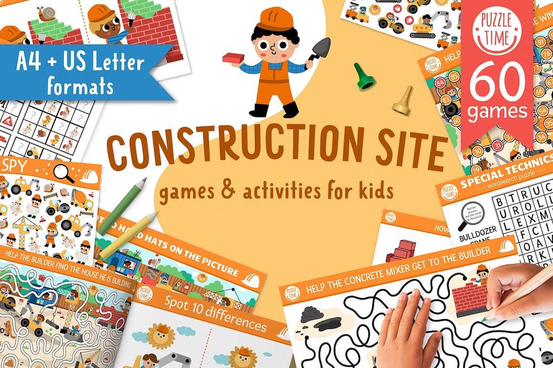 Construction Site Games for Kids, Activity Digital Downloads, Craft ...