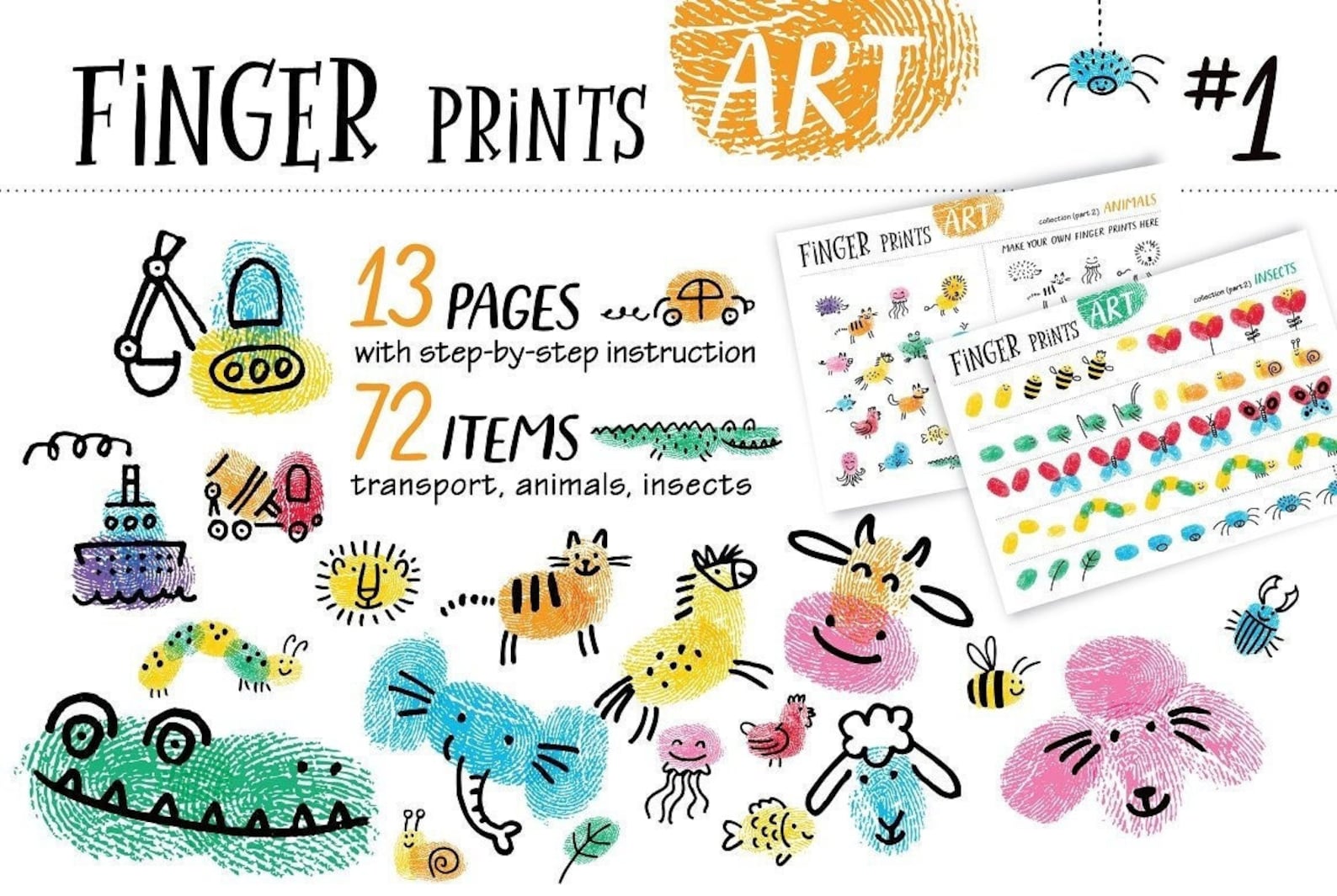 Print and Play, Digital, Kids Finger Prints Pintables, Kids Activity ...