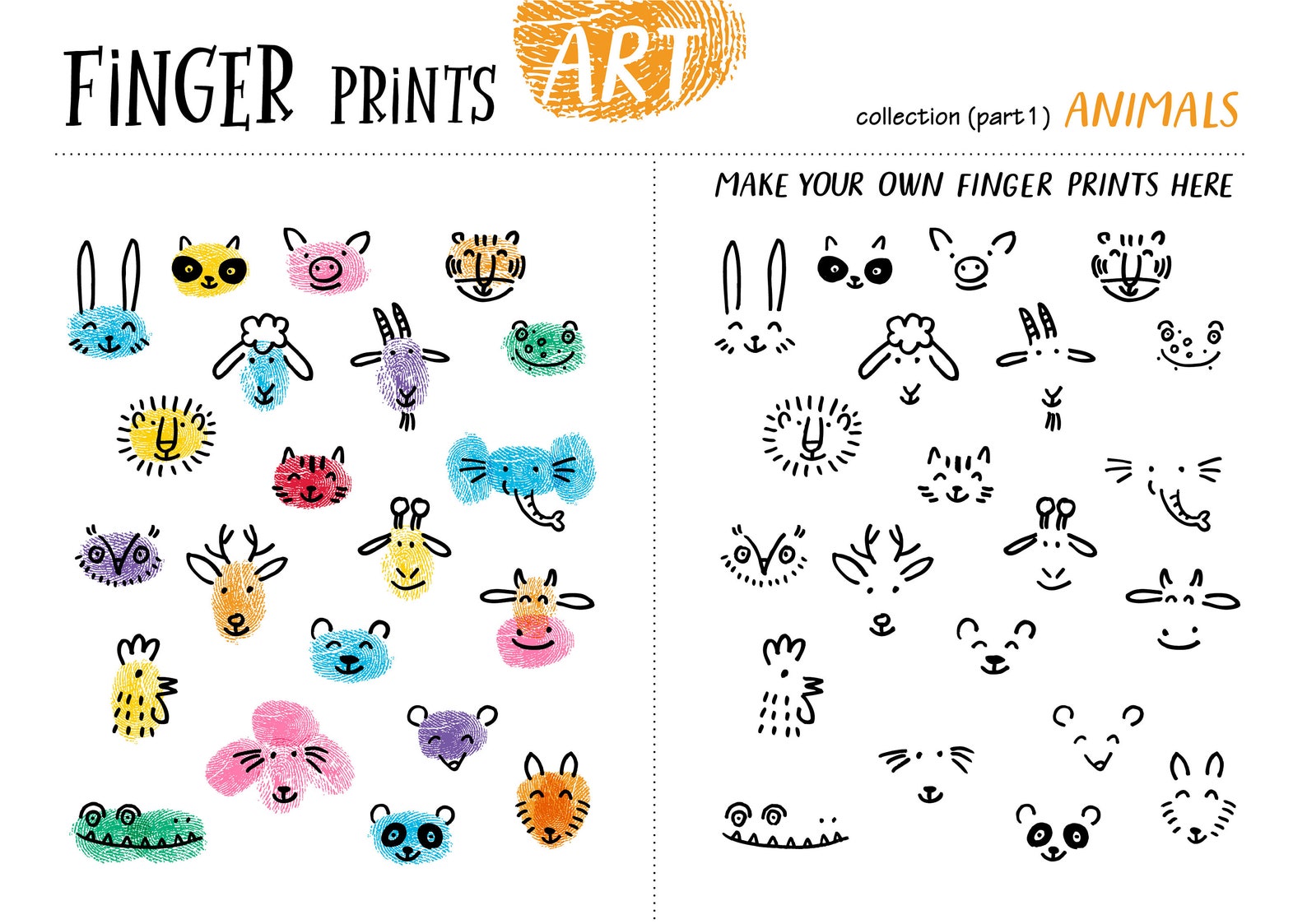 Print and Play, Digital, Kids Finger Prints Pintables, Kids Activity ...