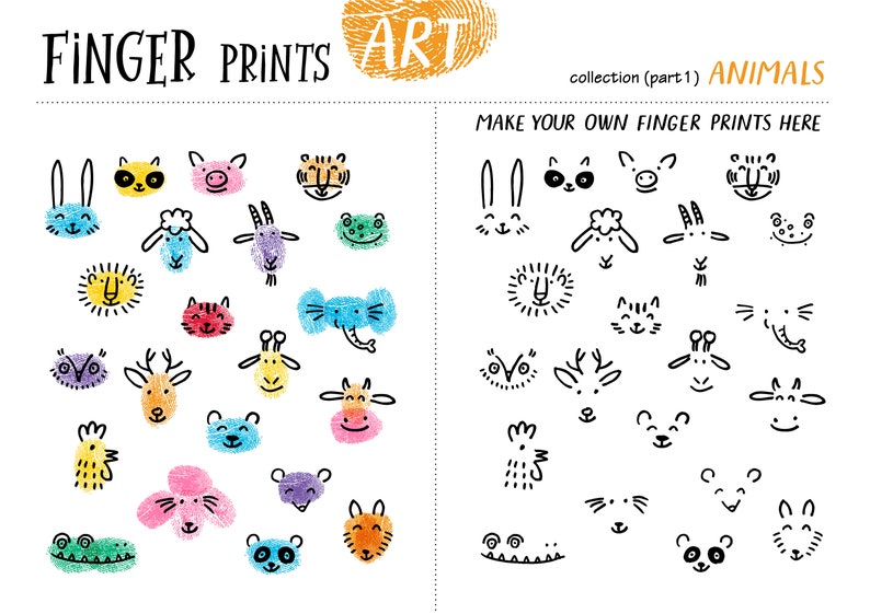Print and Play, Digital, Kids Finger Prints Pintables, Kids Activity ...