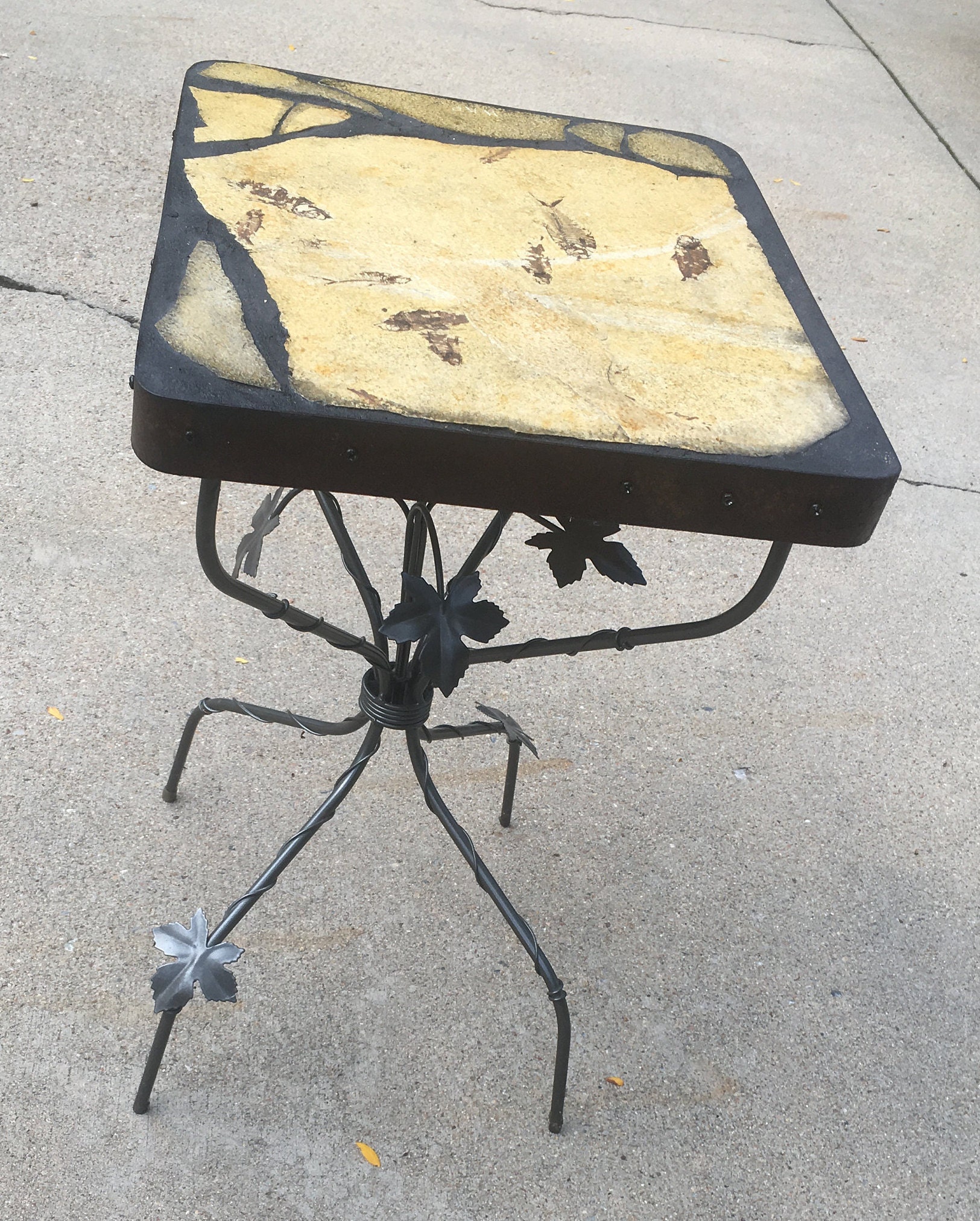 Fossil Fish Garden: A 14 1/2 x 17 1/2 x 24 tall natural stone topped ...