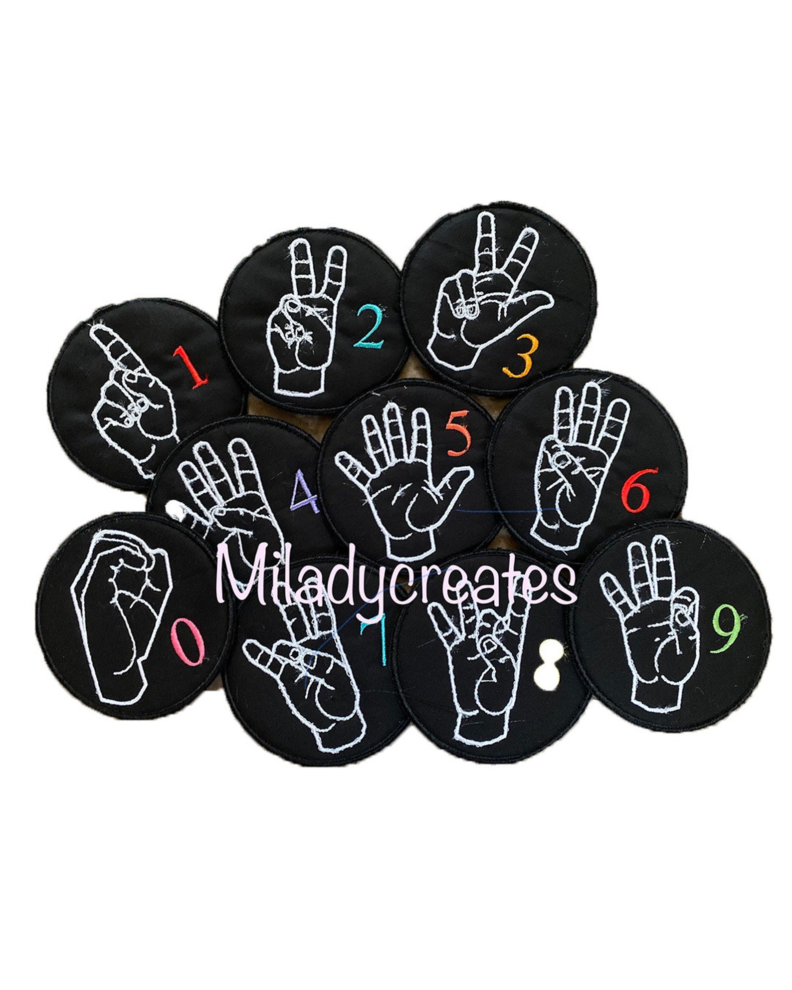 ASL Numbers Zero to Nine 0-9 Patches - Etsy