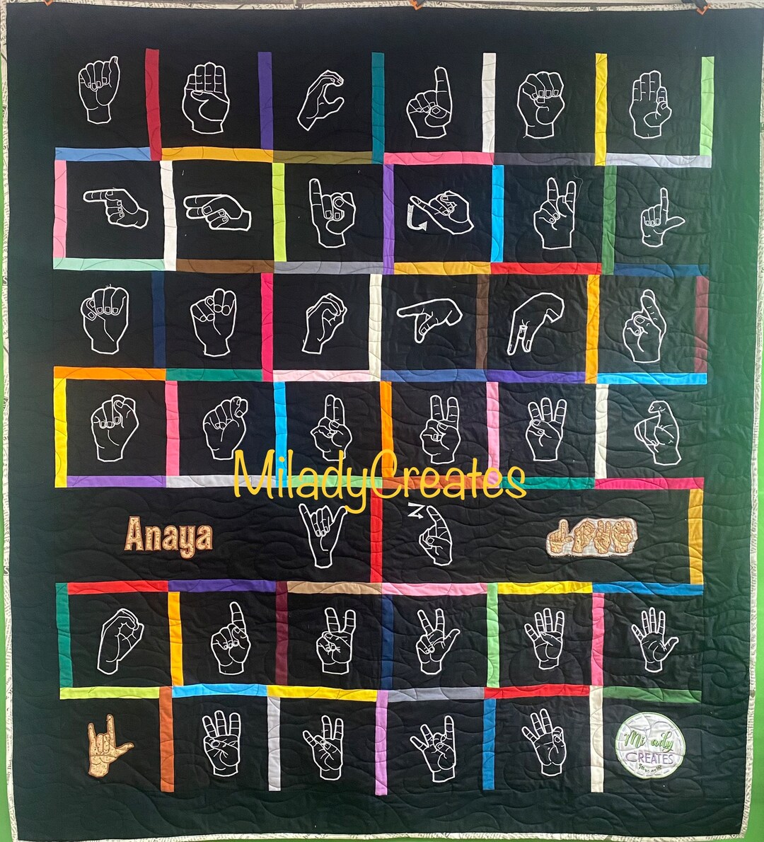 ASL Customized Embroidery Quilt . Handmade / Made to Order. - Etsy