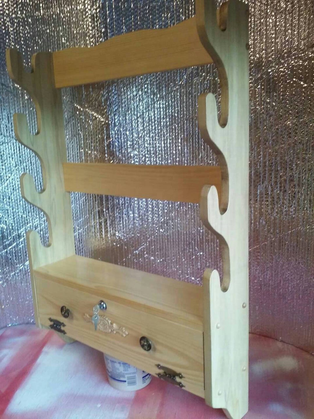 Pine Gun Rack With Storage Compartment and Lock and Key . Stain Color ...