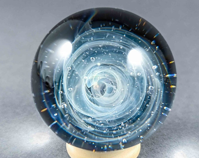 Handmade Fine Silver Fumed Glass Galaxy Marble, Borosilicate Marble ...