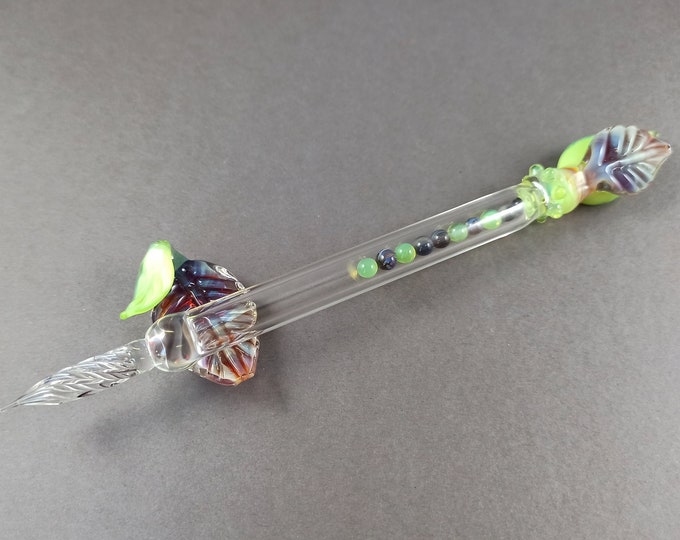 Hollow Glass Dip Pen With Mini Marbles, Dip Pen With Leaves, Pen Pillow ...